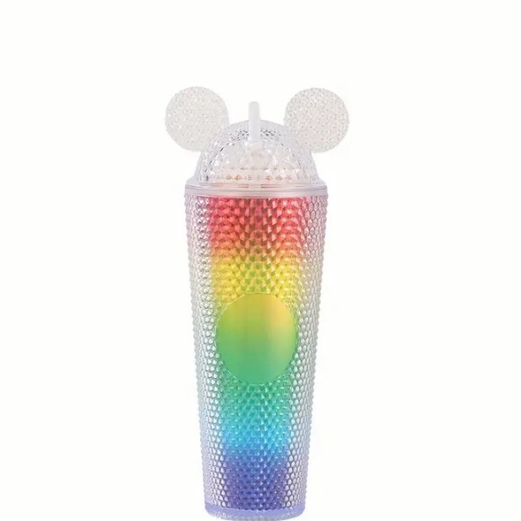 Dining | Mickey Ears Rainbow Gradient Studded Tumbler Cup With Straw ...
